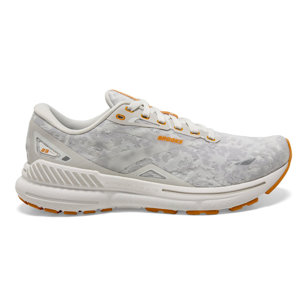 Women's Brooks Adrenaline GTS 23, Blanc/Gray/Sunflower, 8 B Medium — RELAY