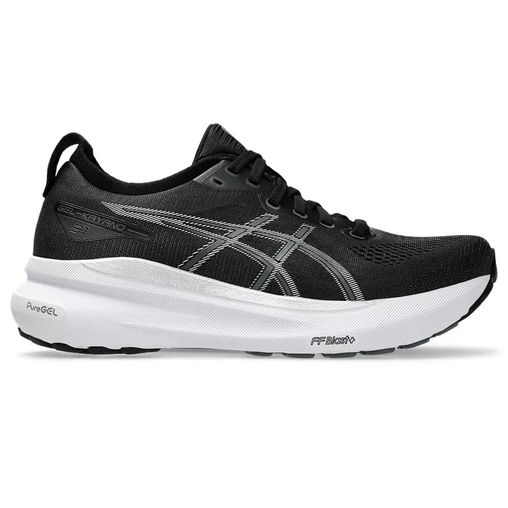 Women's Asics Gel-Kayano 31, Black/Pure Silver, 9 D Wide — RELAY